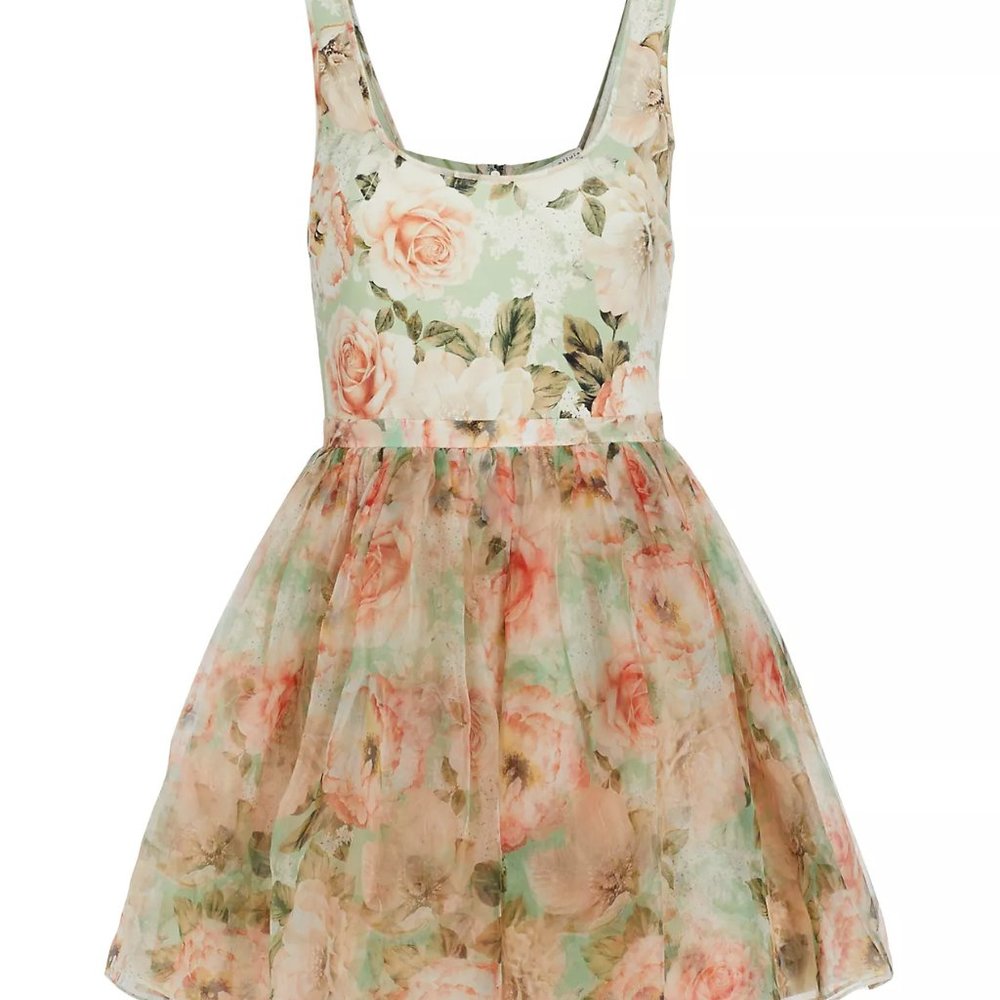 New Alicia + Olivia Chara Floral Chiffon Mini Dress S… - Gem